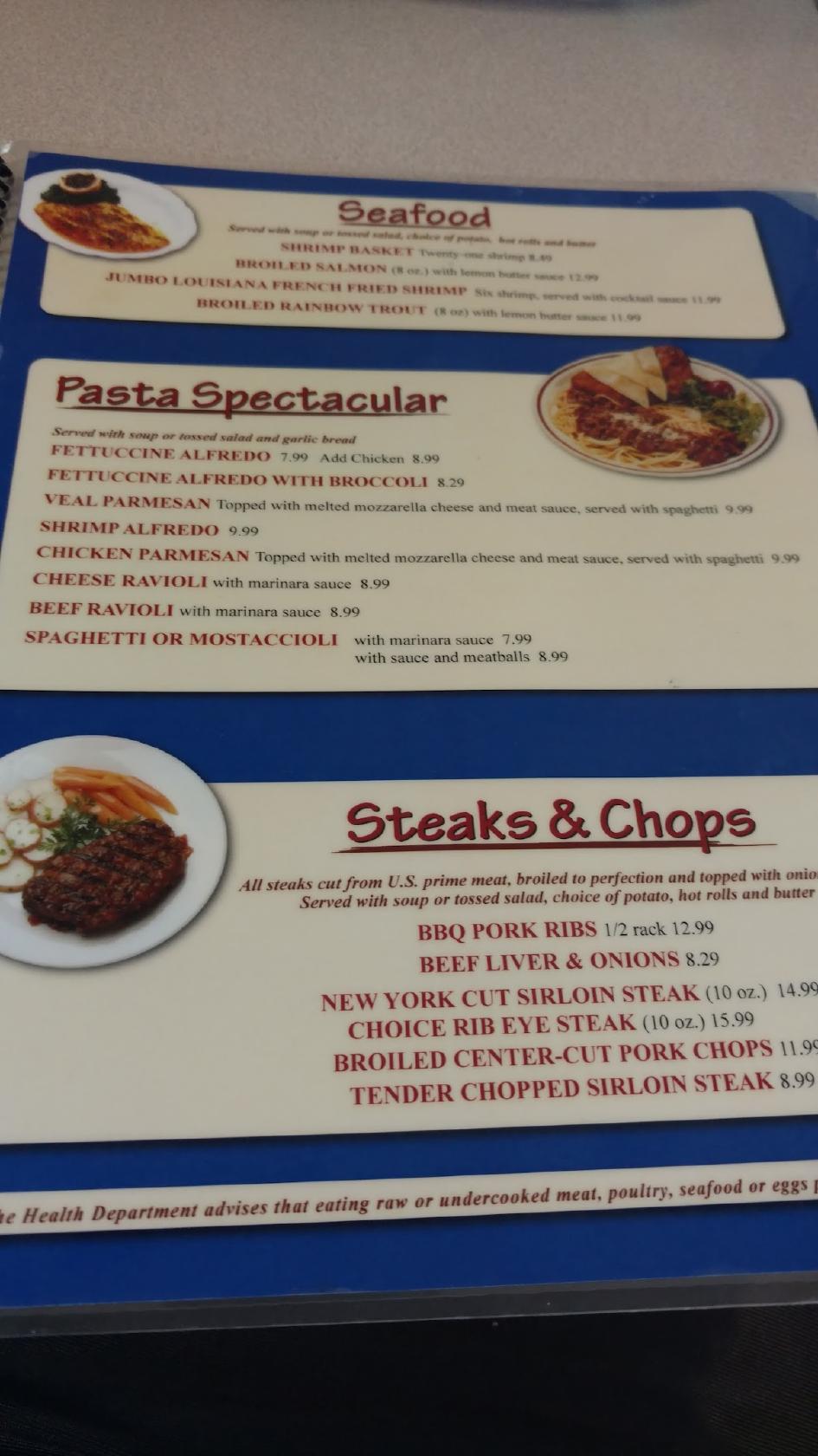 Menu at Bearfoot Cafe, Potosi
