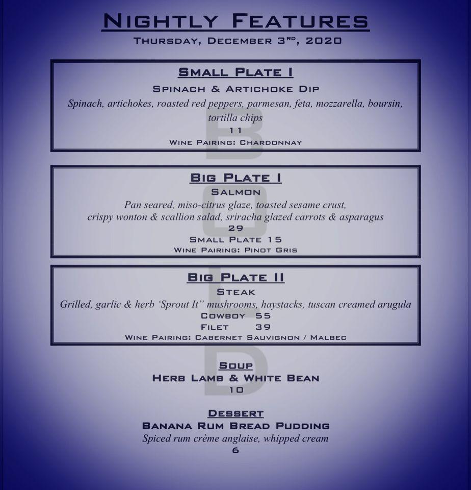 Menu at Bold restaurant, Kalamazoo
