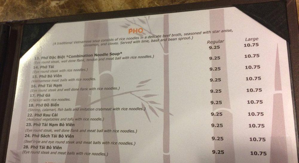 Menu at Mai Pho Restaurant, Cedar Rapids