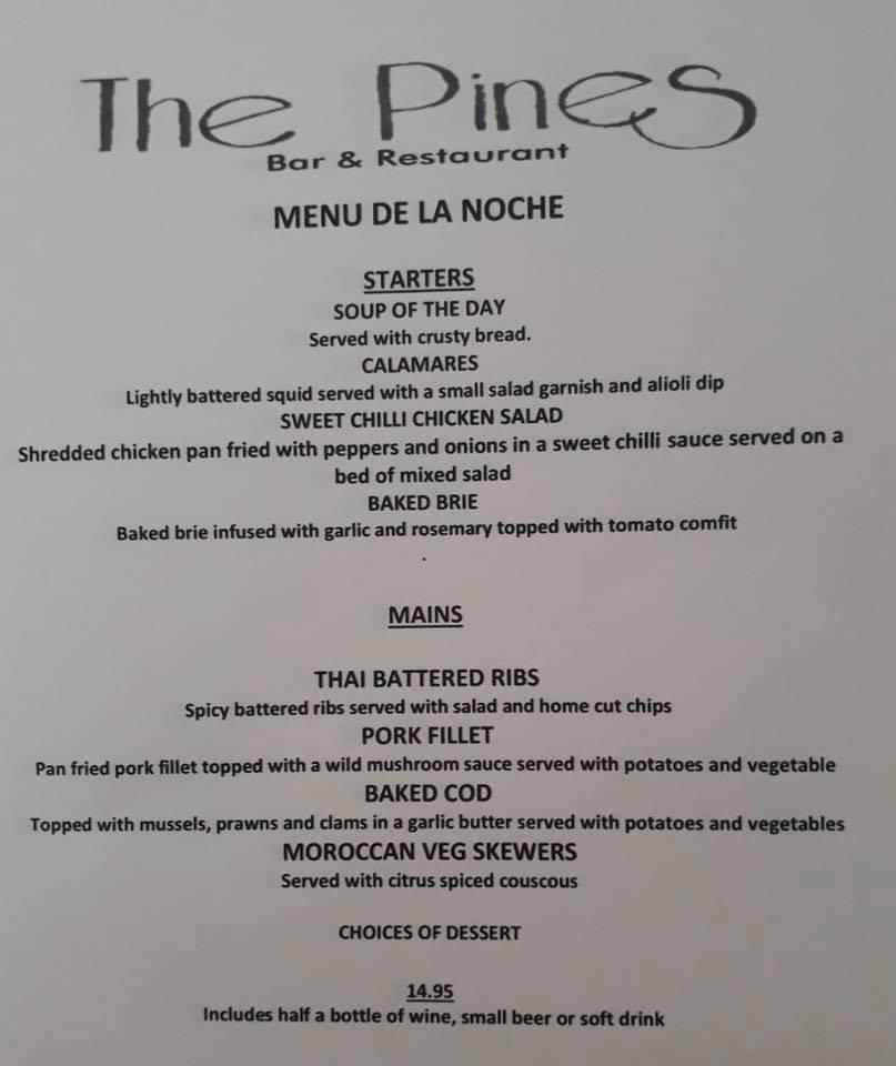 Menu at Restaurante The Pines, Benijófar
