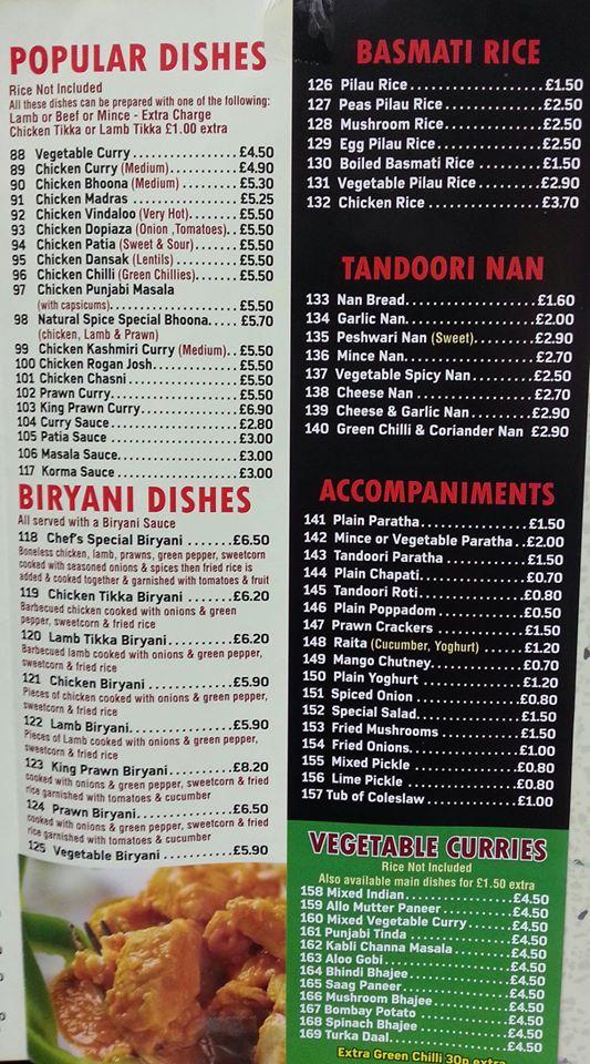 Menu at Brucehill Panda restaurant, Dumbarton