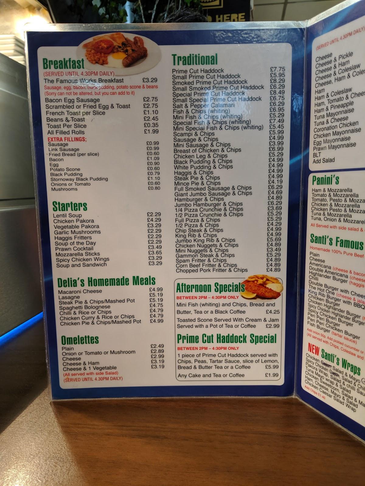 Menu at Danis Diner restaurant, Erskine, 12b Bridgewater Pl
