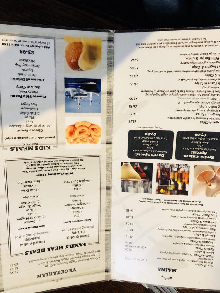 Menu at Dave's Fish Bar, Sheringham