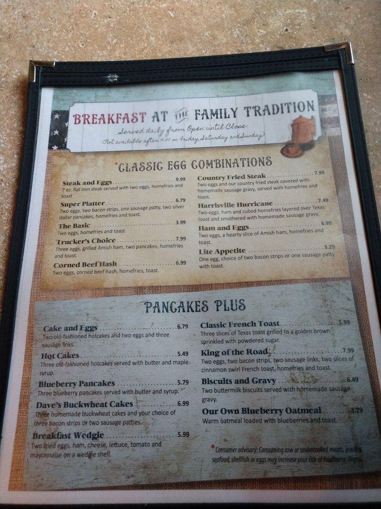 Menu at Family Tradition Restaurant, Harrisville
