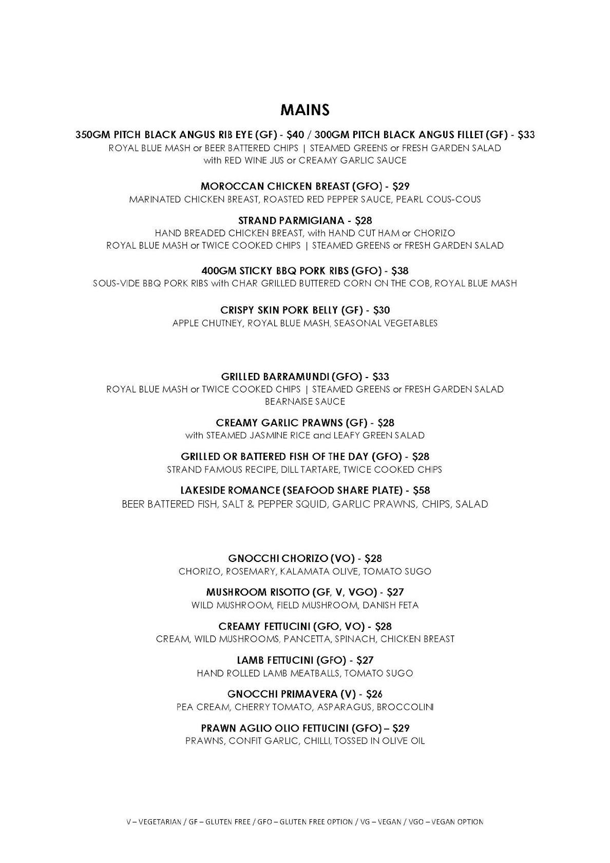 Menu at Strand Lakeside Café cafe, Byford