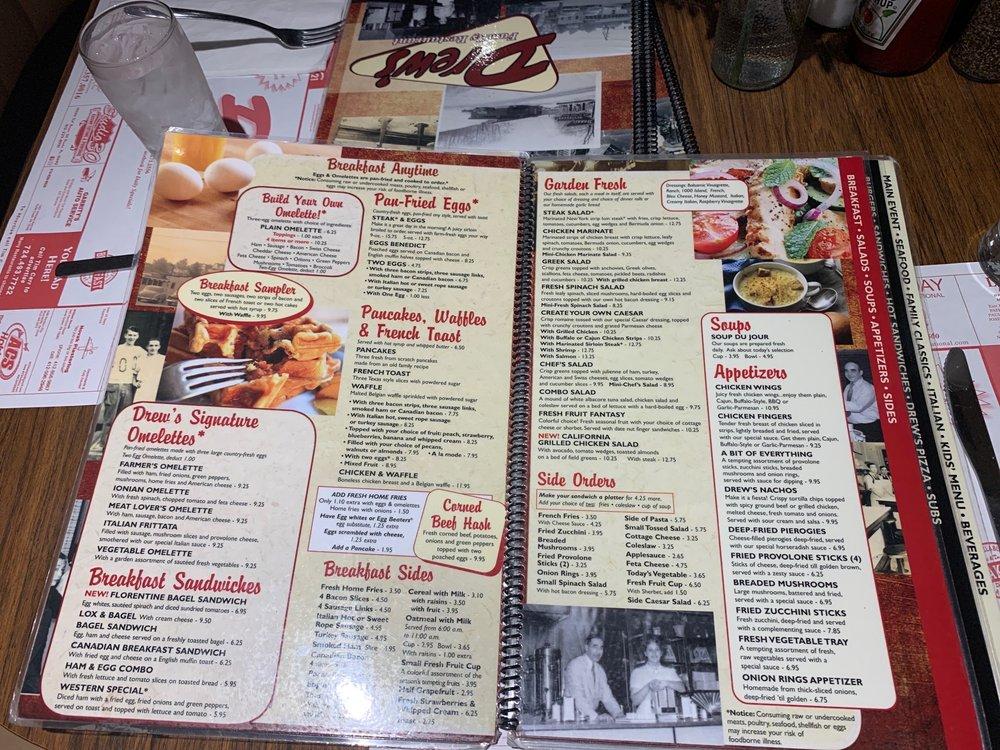 Menu at Drew's Family Restaurant, Pittsburgh