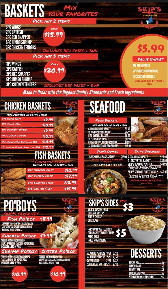 Menu at Skip's Fish & Chicken restaurant, Sacramento, Watt Ave Bldg 117