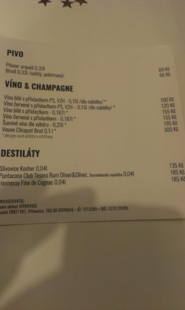Menu at Bolt Tower - Czechy cafe, Ostrava