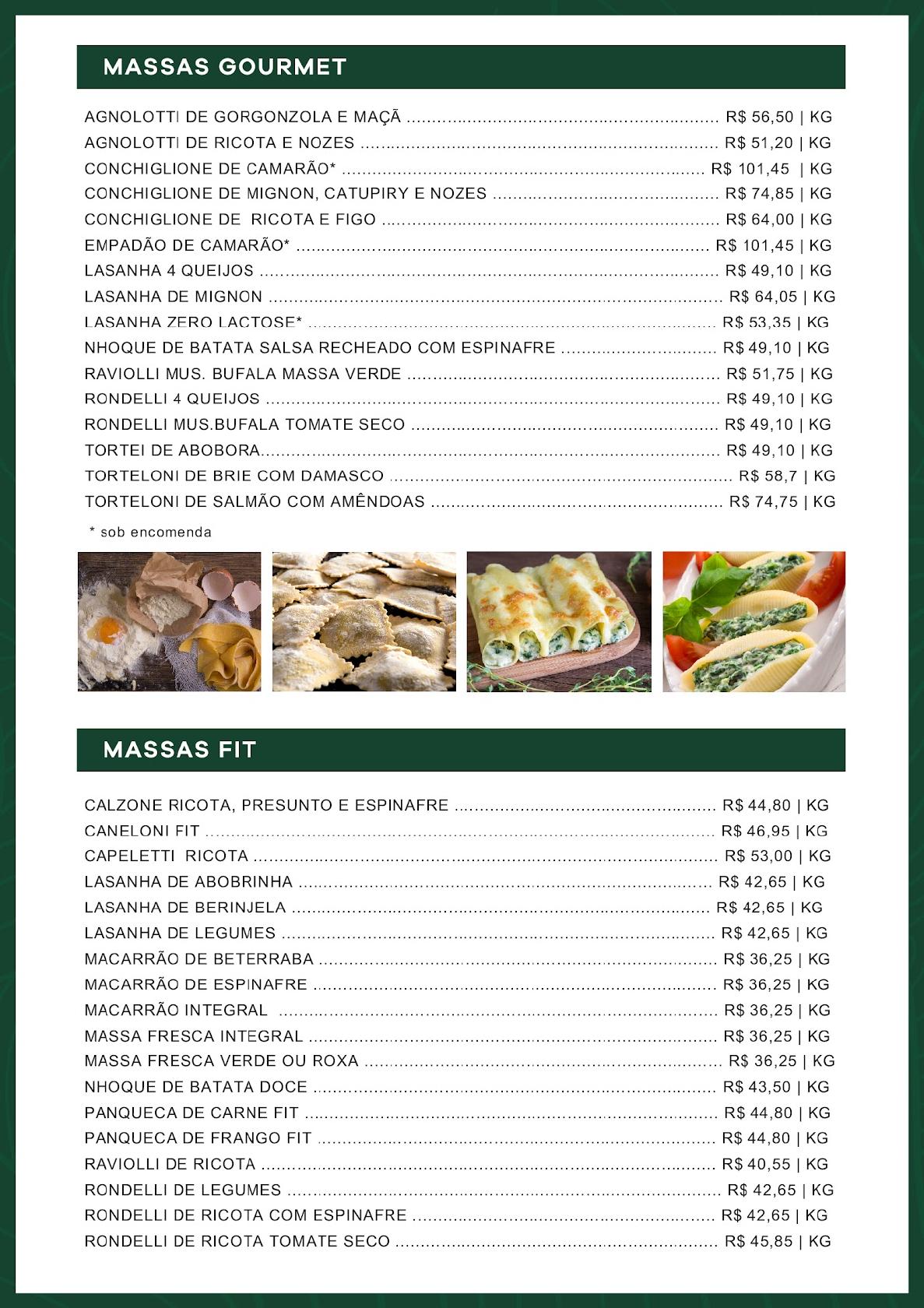 Menu at Casa das Massas Mercês restaurant, Curitiba