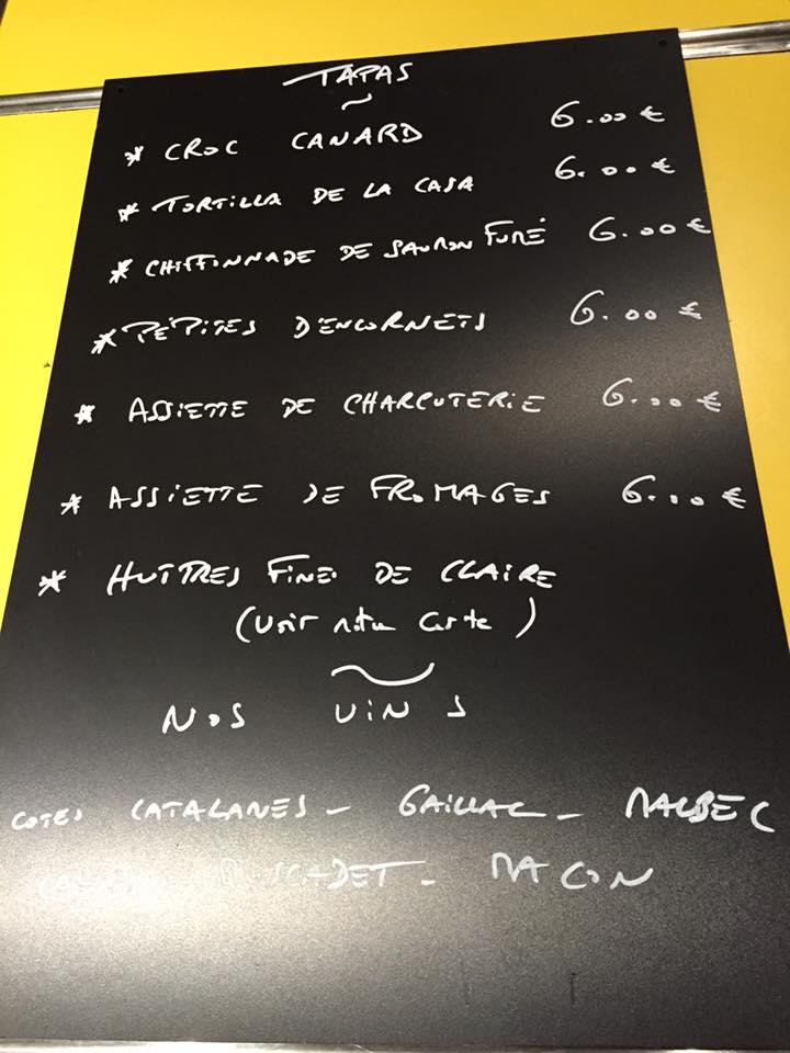 Menu at L'Interlude cafe, Cahors