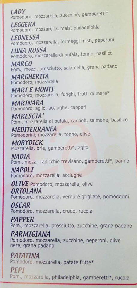 Menu au Pizzeria PIM PAM PIZZA, Boario Terme