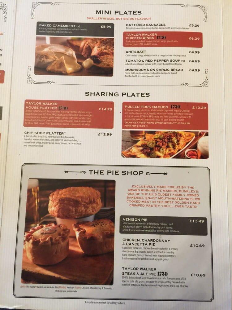 Menu at Shakespeares Head pub & bar, London, 29 Great Marlborough St
