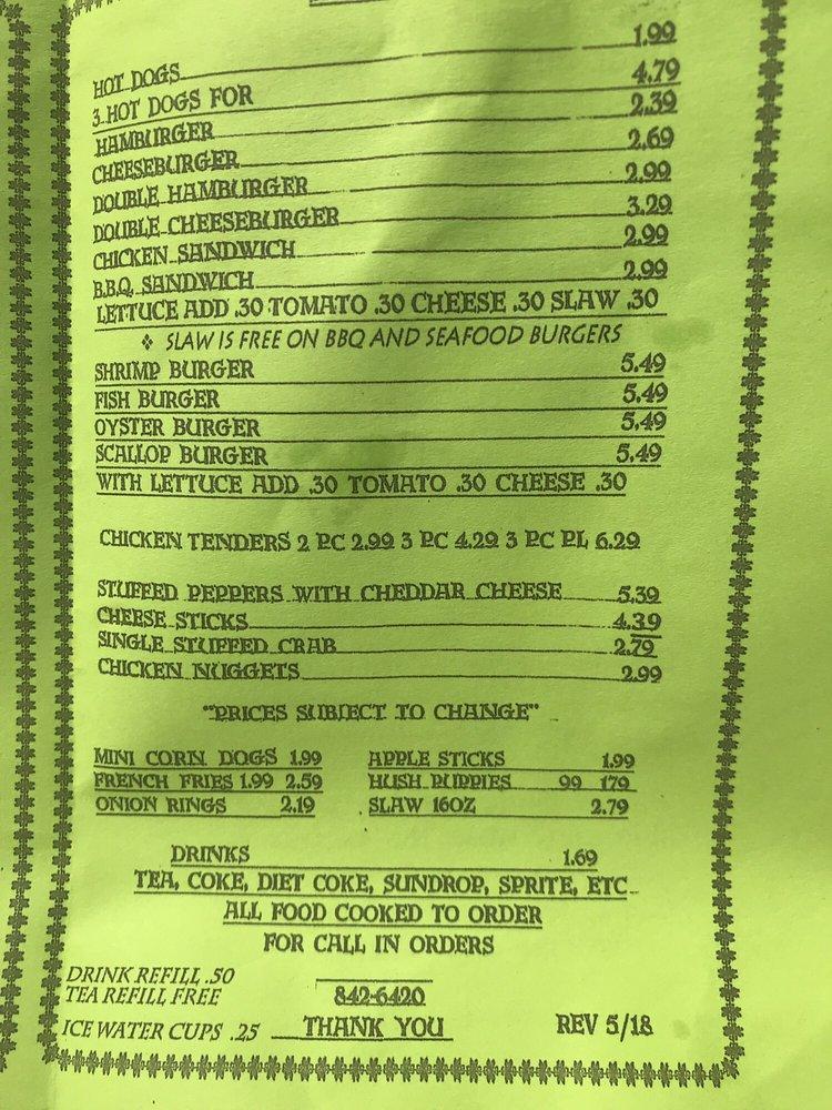 Menu at Silver Hill Grill restaurant, Holden Beach