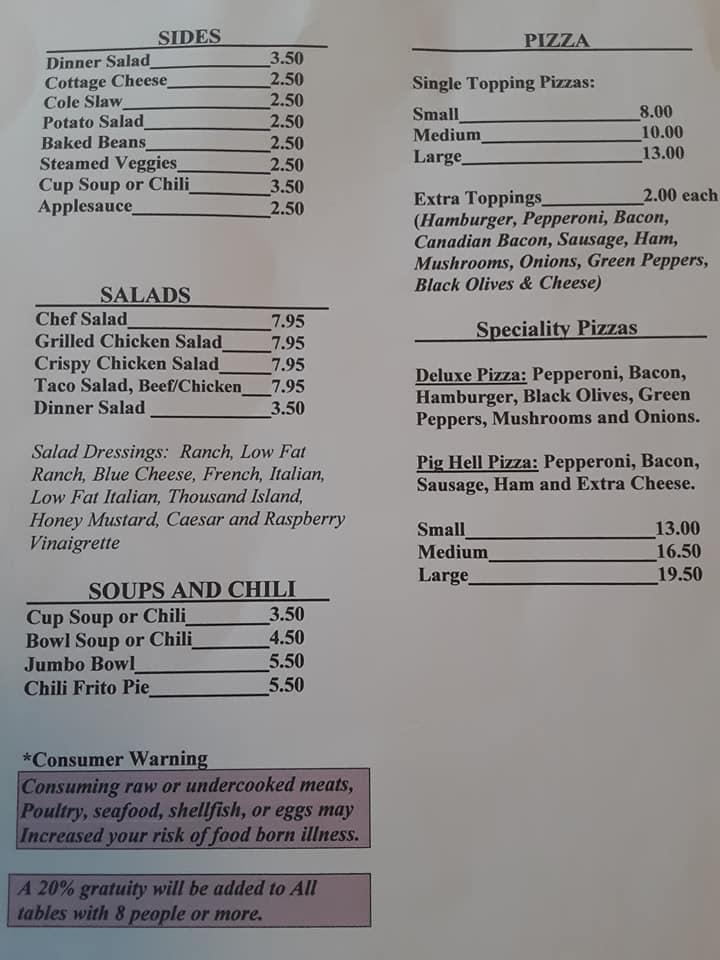 Menu at Benham Street Grill pub & bar, Bonne Terre, 803 Benham St