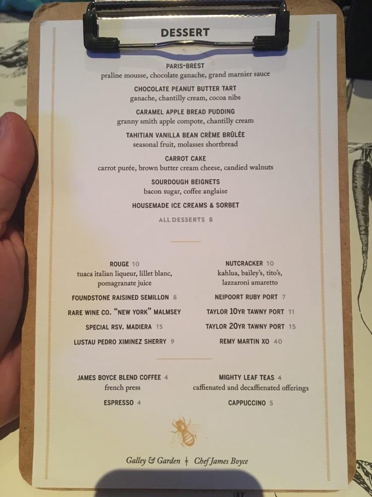 Menu at Galley & Garden restaurant, Birmingham