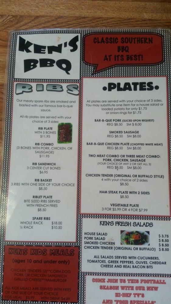 Menu at Ken's Hickory Pit Barbecue, Birmingham, Pinson Valley Pkwy