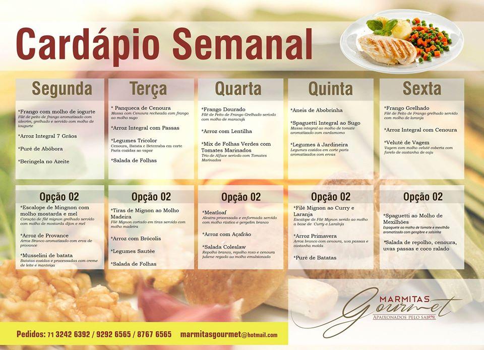 Menu at Marmitas Gourmet Food Car restaurant, Salvador