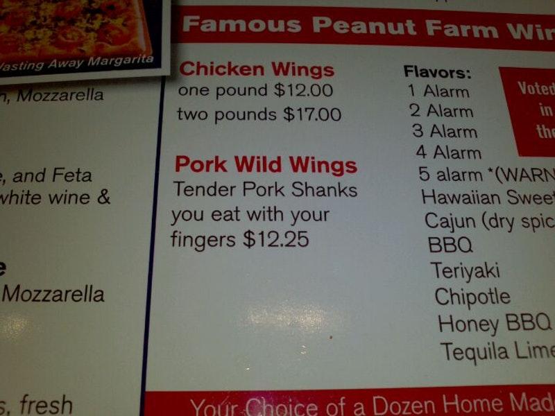 Carta del pub y bar Peanut Farm, Anchorage