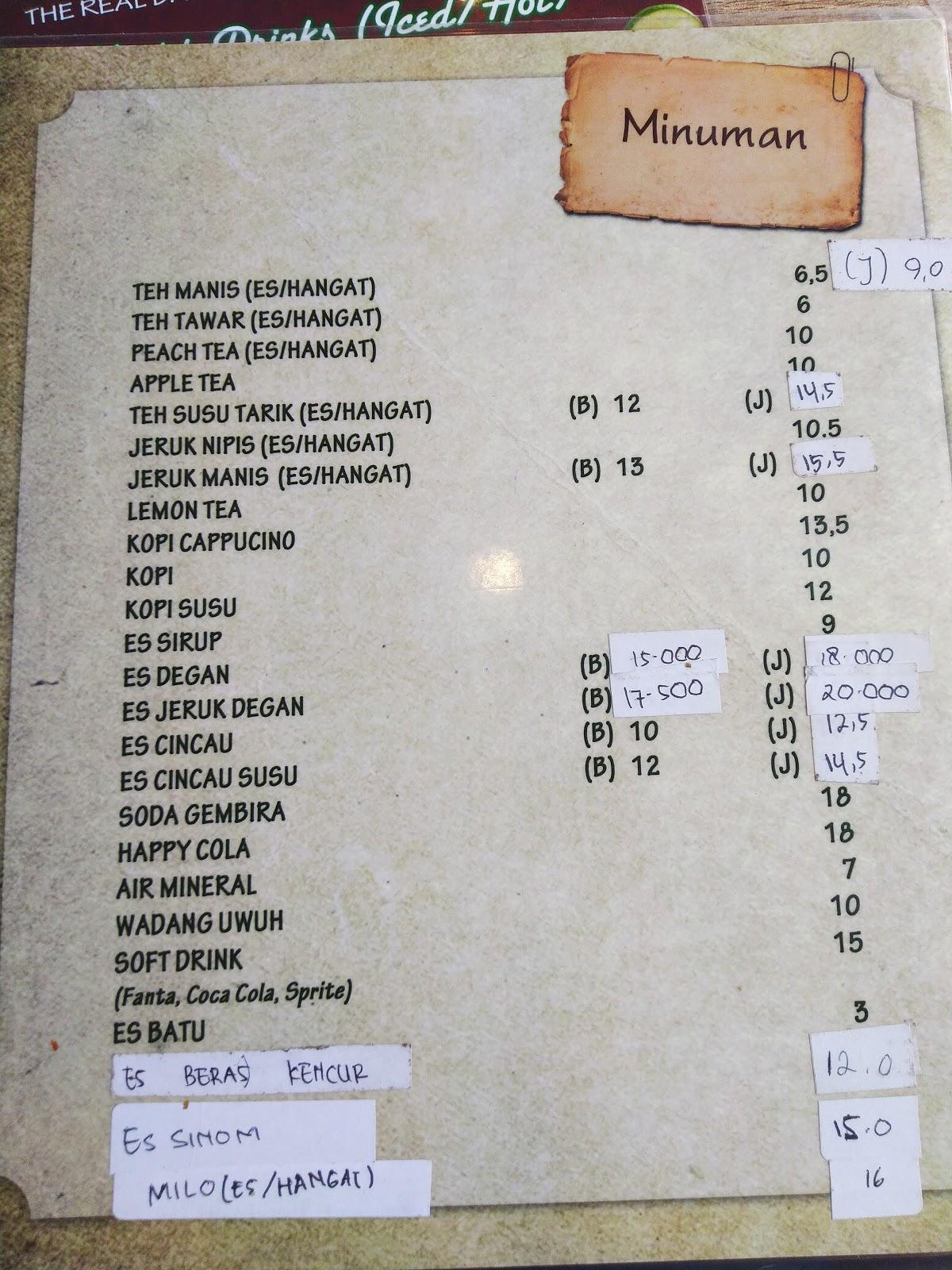 Menu at Warung Iga Penyet Leko restaurant, Gresik