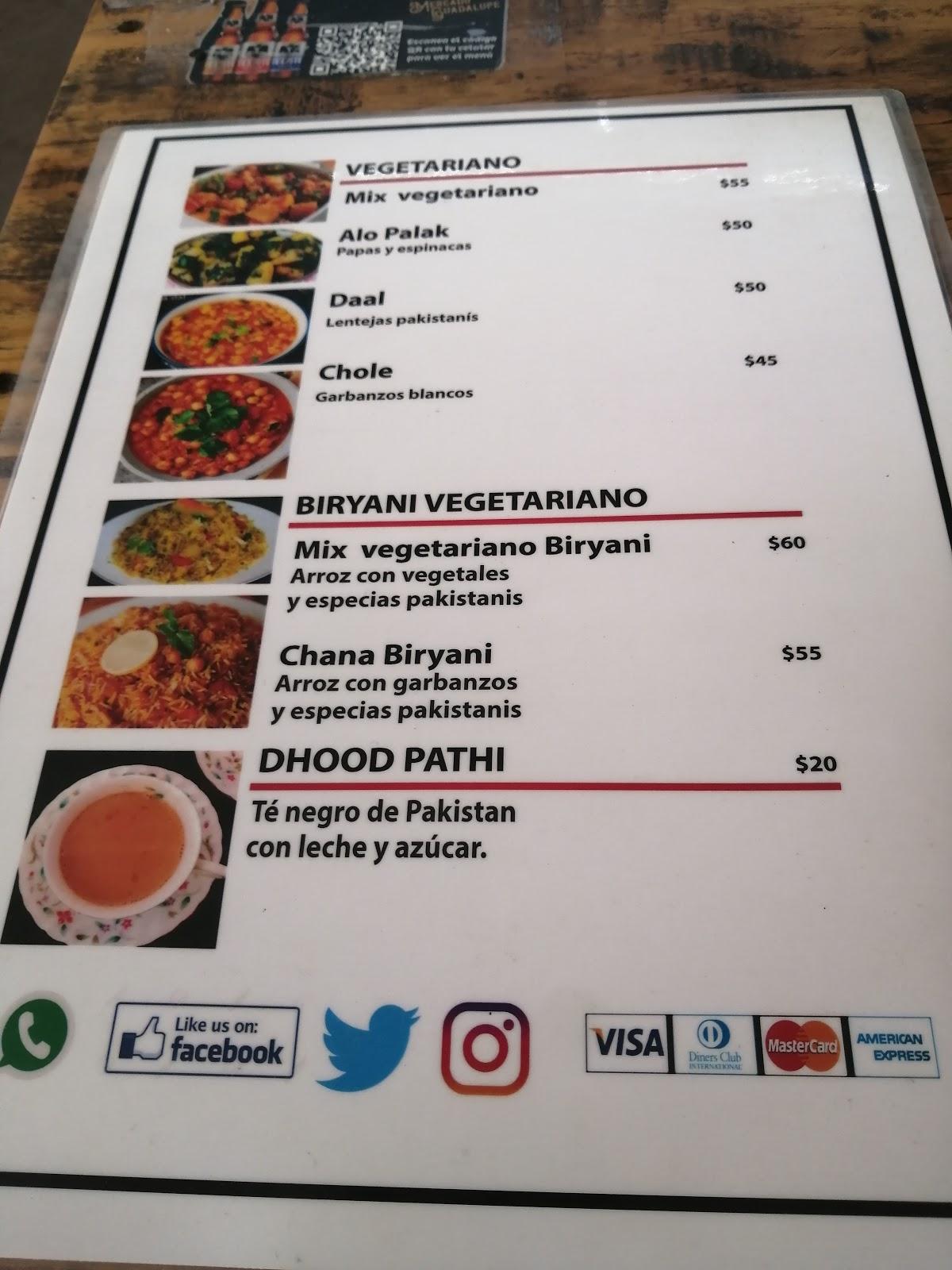 Menu at Amin Restaurante Pakistaní, Aguascalientes