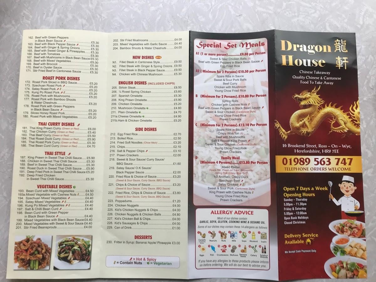 Menu at Dragon House fast food, Ross-on-Wye