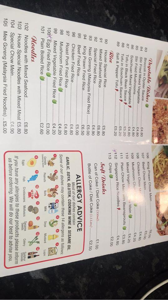 Menu at Great Wall restaurant, Epsom, 14 East St