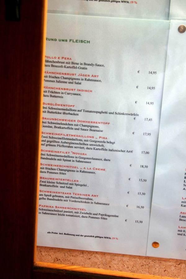 Menu at Restaurant Grüner Jäger Brunswick, Brunswick