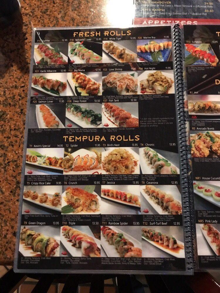 Menu at Kibo Sushi restaurant, Ventura