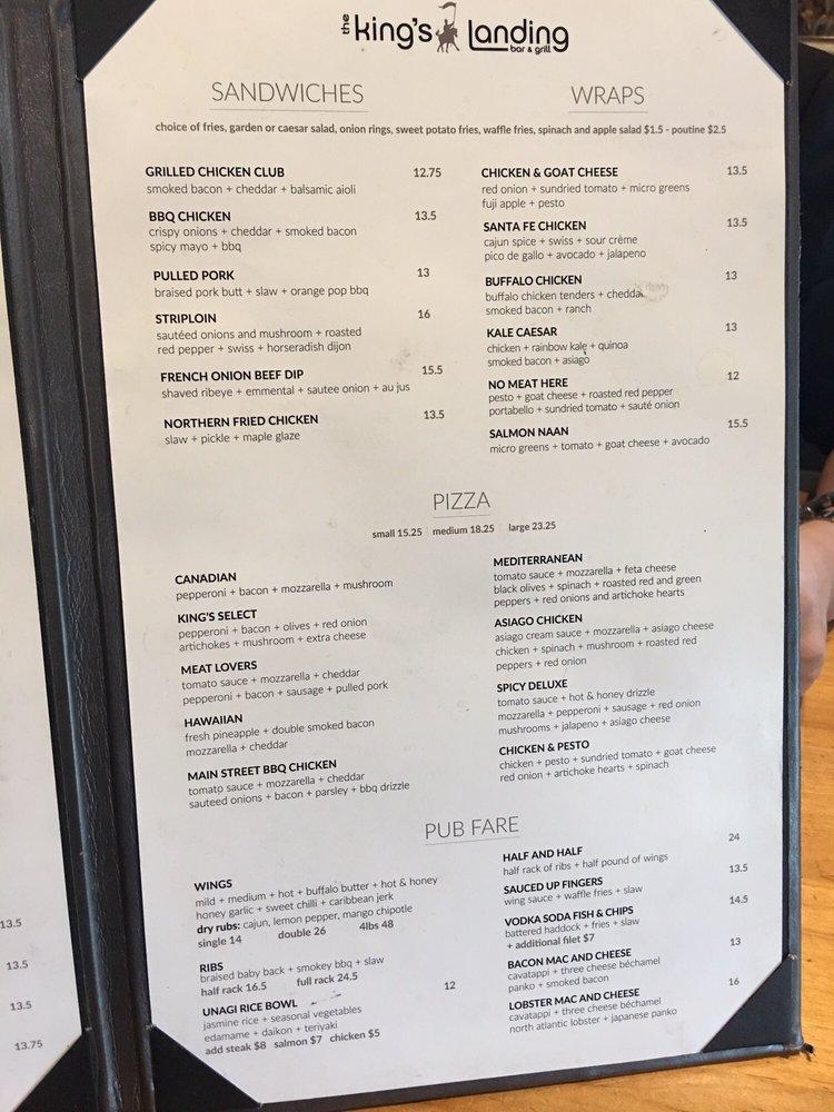 Menu at The King's Landing Bar & Grill, Whitchurch-Stouffville