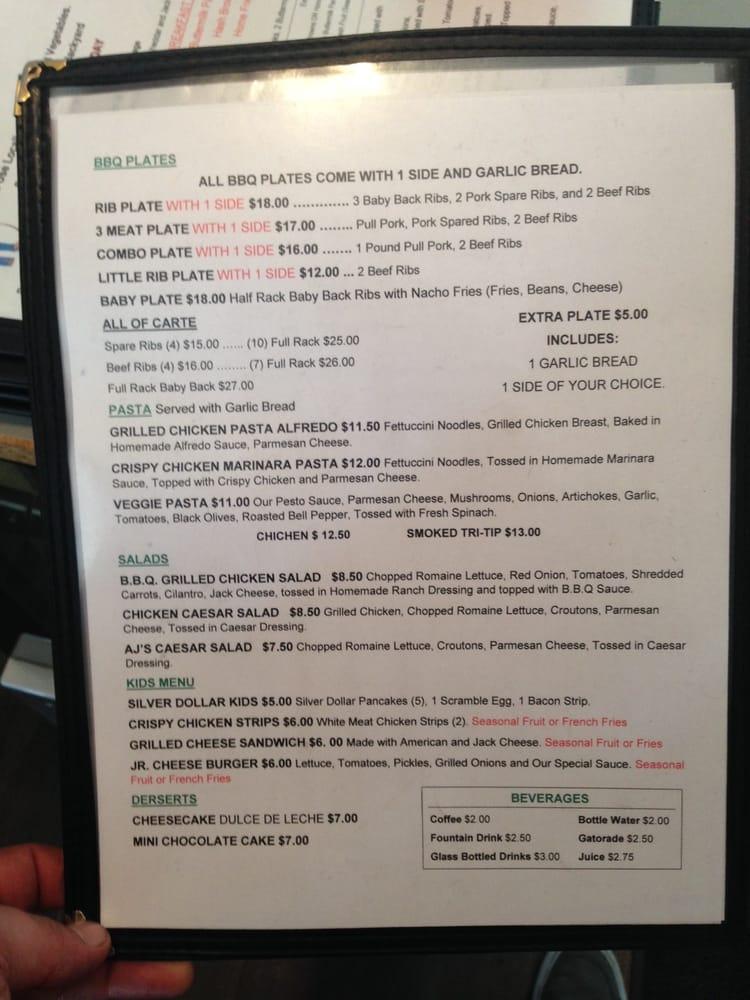 Menu at AJ's Kitchen restaurant, Atascadero