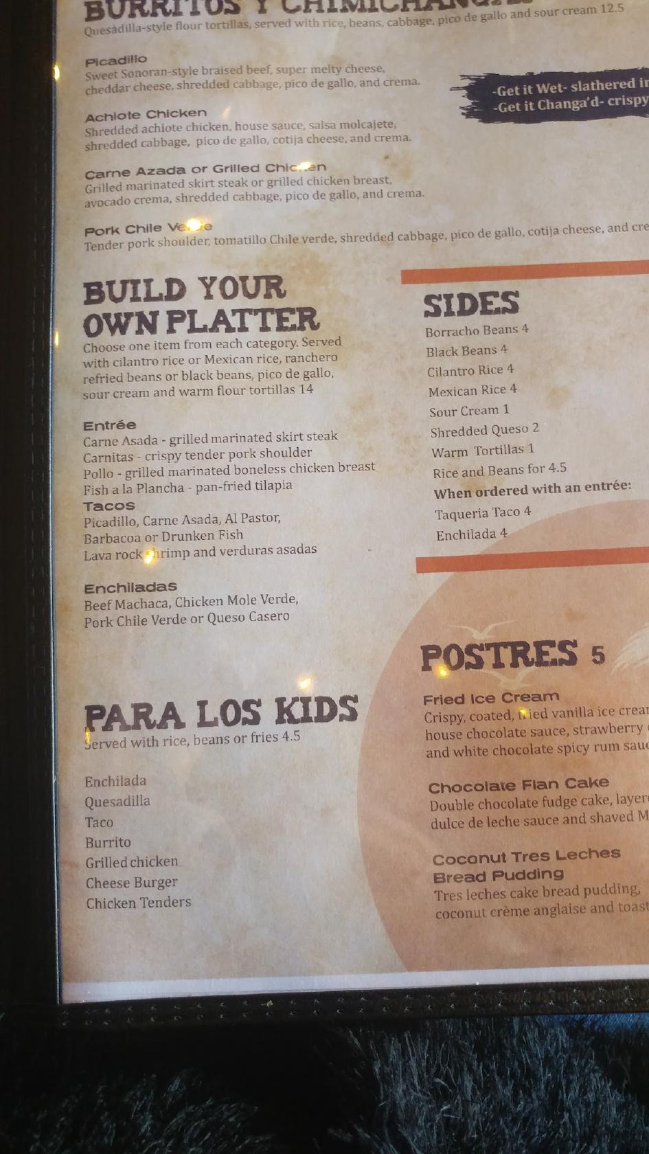Menu at Karibe Mexican Grill restaurant, Madison