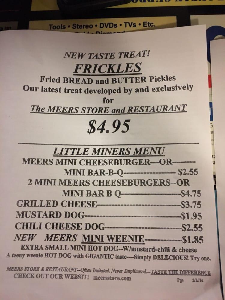 Menu at Meers Store and Restaurant, Meers