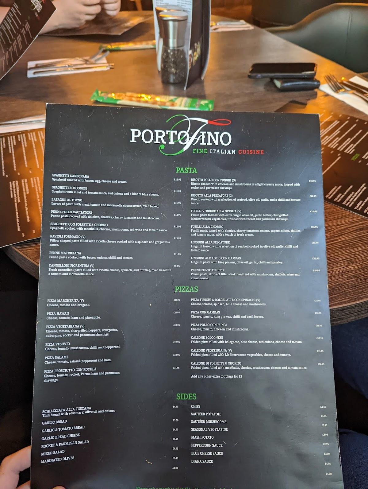Menu at Portofino Restaurant, Stoke-on-Trent