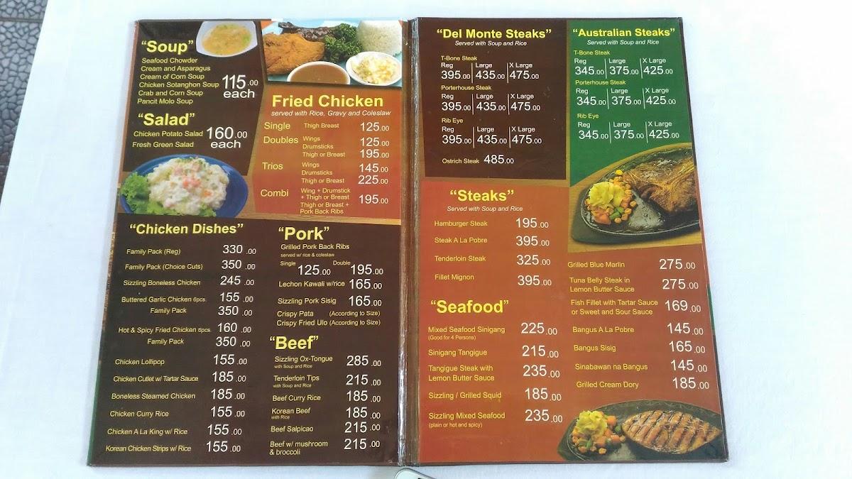 Menu at Uncle Tom's restaurant, Iloilo City, 500 Benigno Aquino Ave