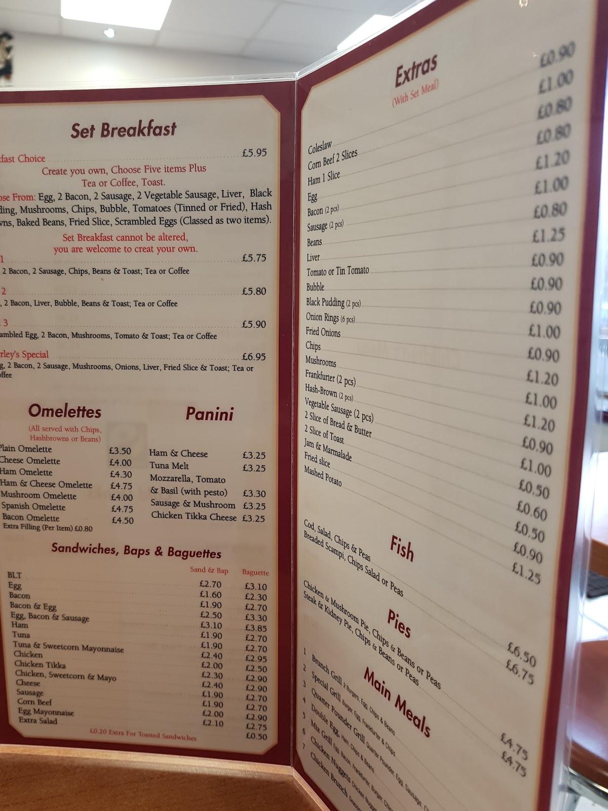 Menu at Early Cafe, Reading, 6