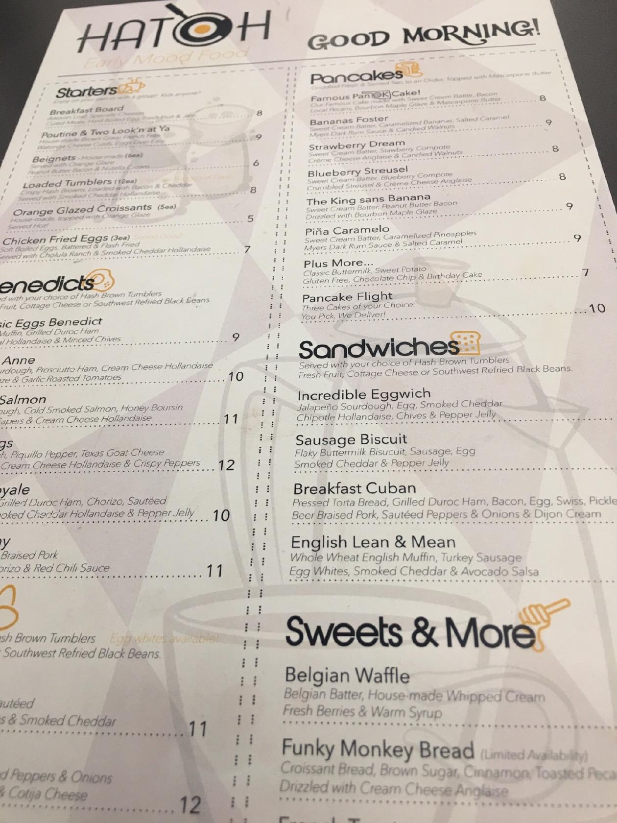 Menu at Hatch Early Mood Food restaurant, Oklahoma City, 1101 N ...