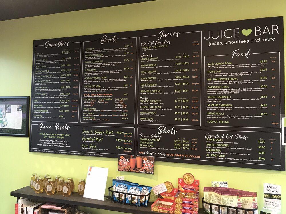 Menu at Juice Bar Mt Juliet, Mount Juliet, N Mt Juliet Rd