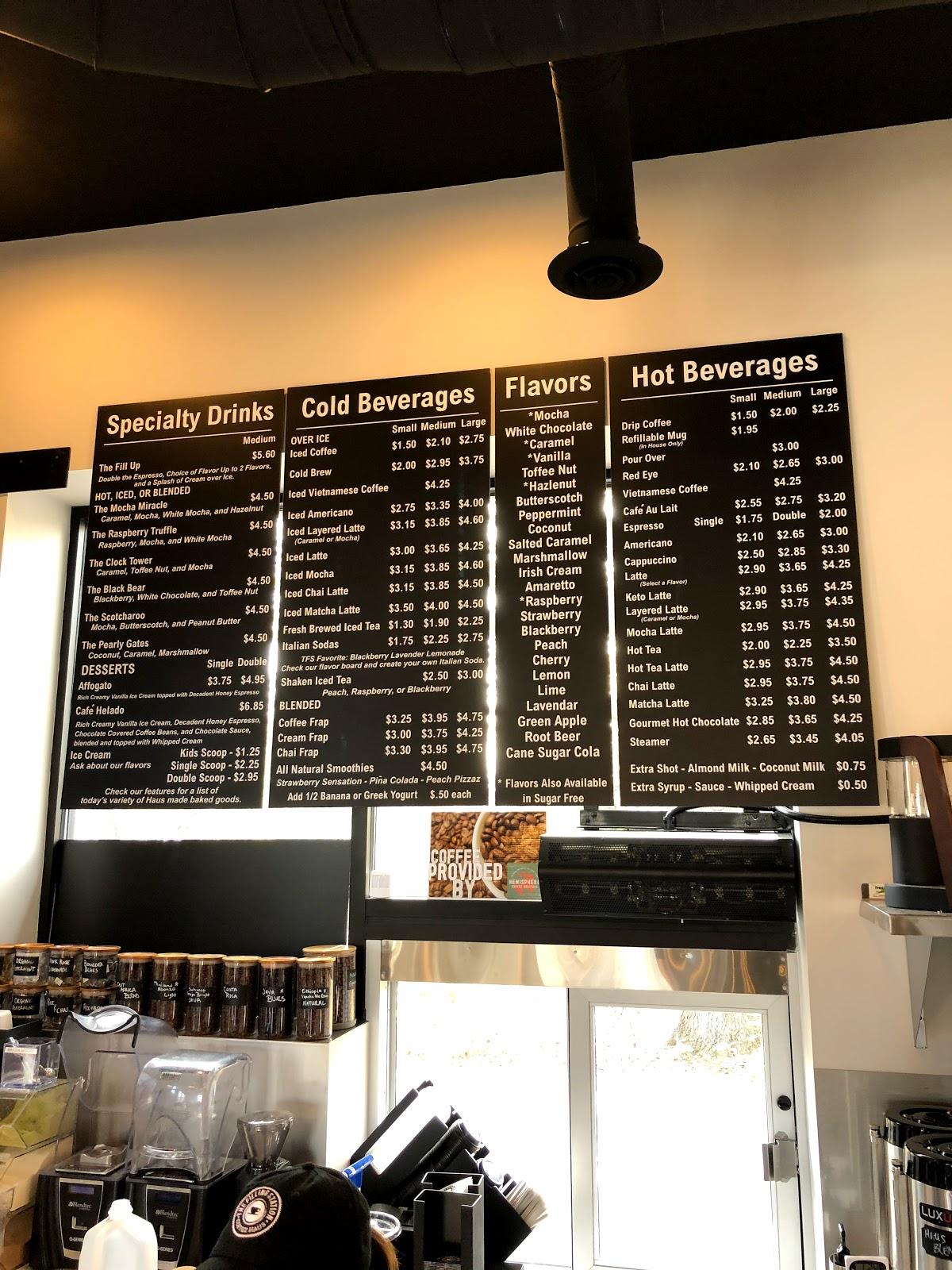 Menu at The Filling Station Coffee Haus cafe, Berne