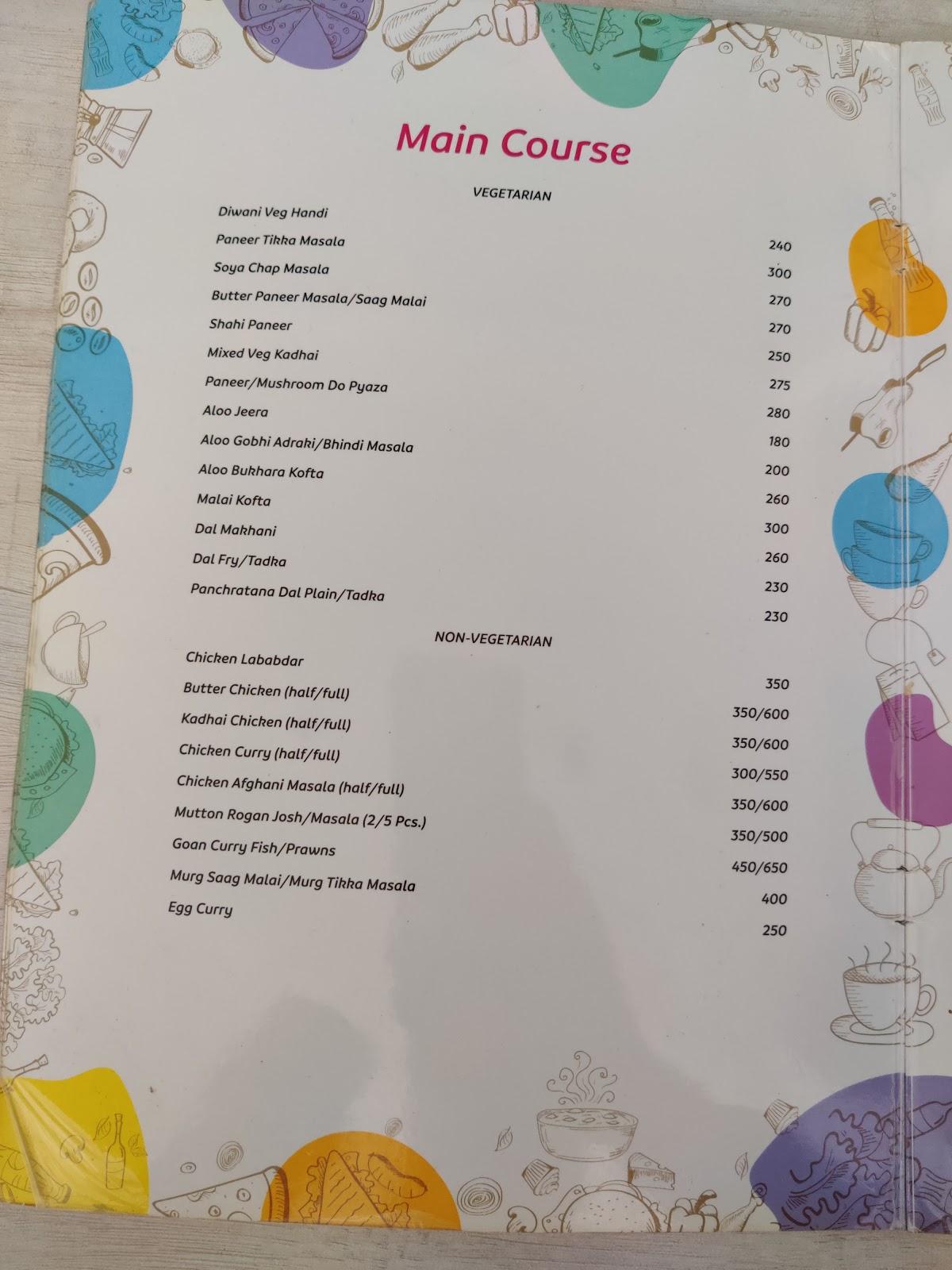 Menu at YMCA Canteen & Hostel, New Delhi