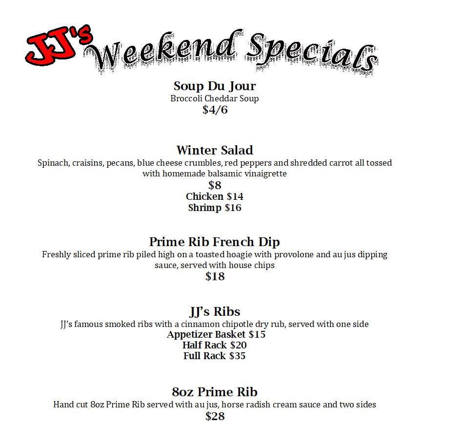 Menu at JJ's Restaurant & Sports Bar, Abingdon