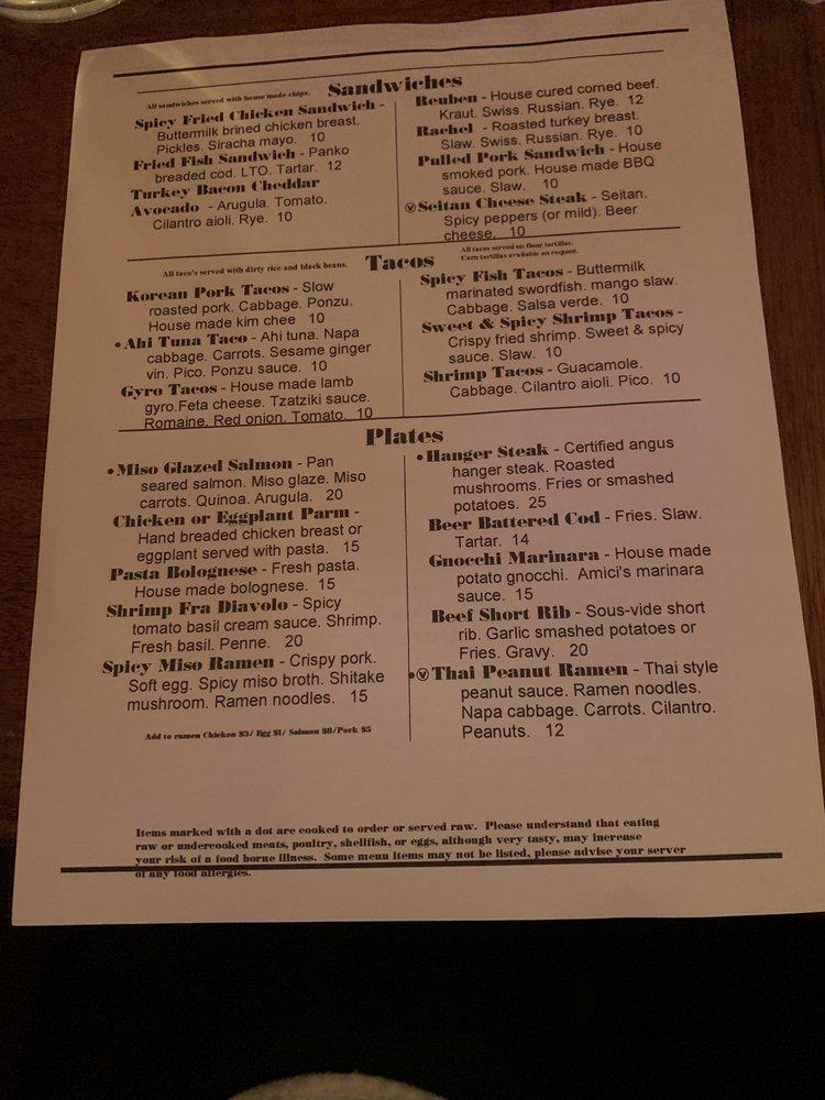 Menu at Pour on Center pub & bar, Ebensburg