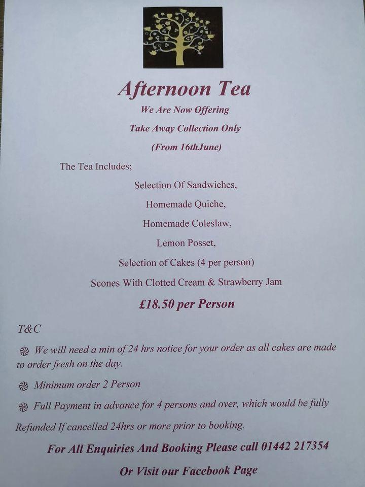 Menu at The Tea Tree cafe, Hemel Hempstead