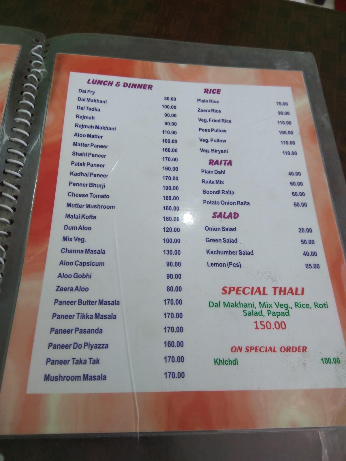 Menu at new sharma dhaba, Dalhousie