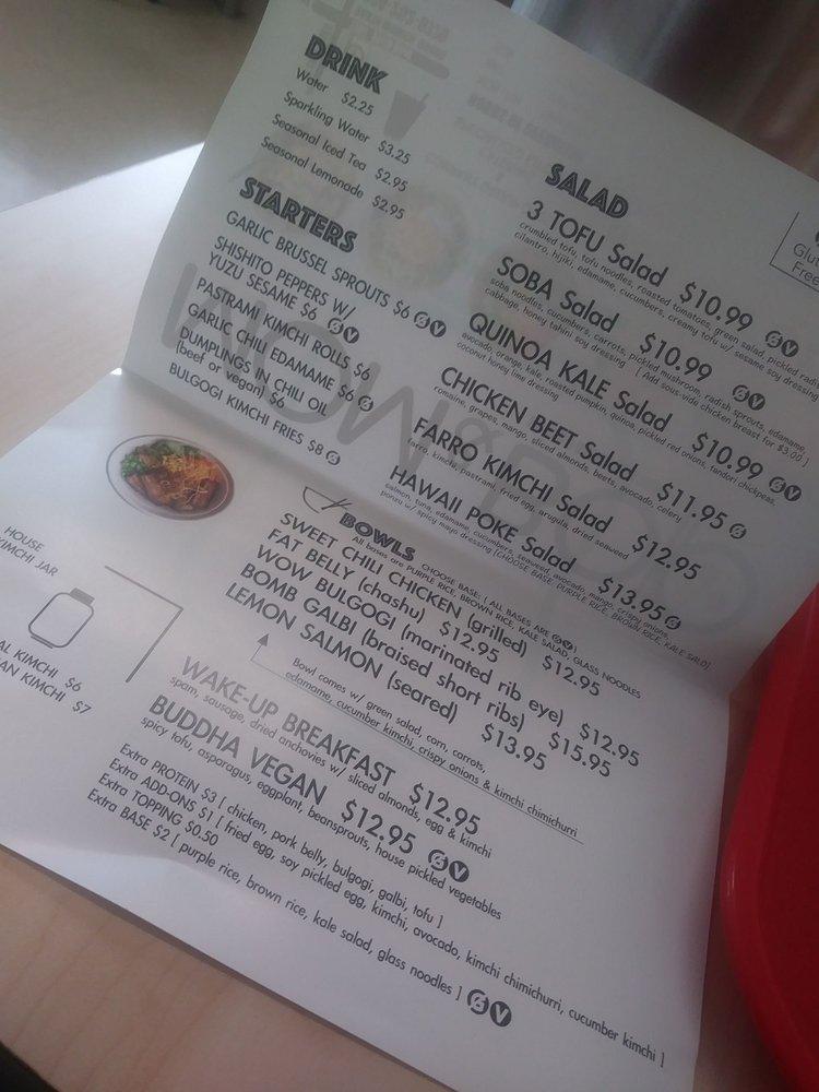 Menu at Mom & Bop restaurant, Santa Monica
