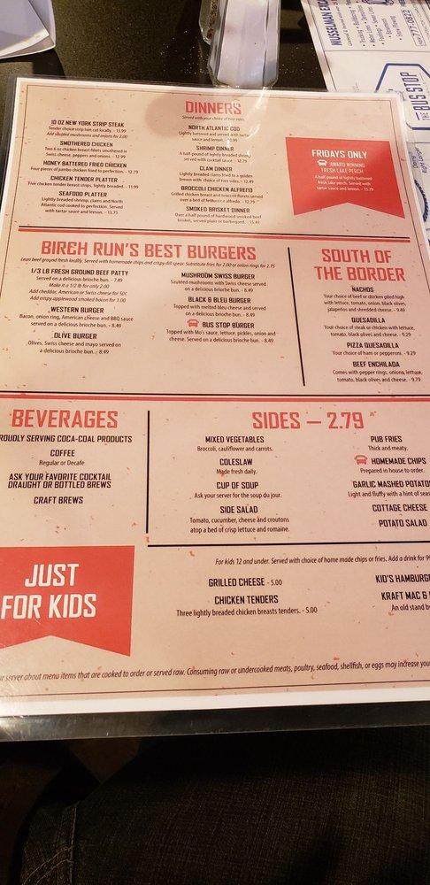 Menu at The Bus Stop Bar & Grille, Birch Run
