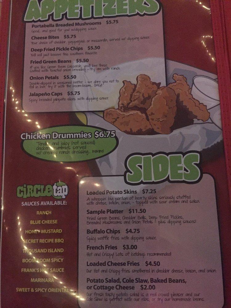 Menu at Circle Tap restaurant, Davenport