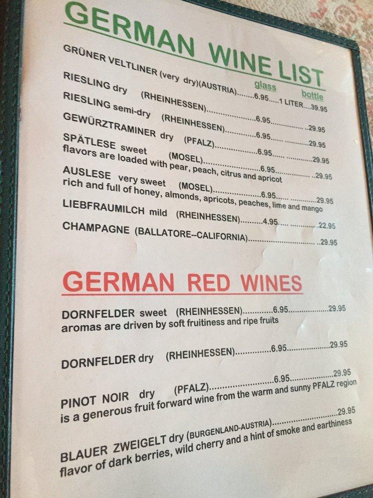 Menu at Edelweiss German Restaurant, Greenville