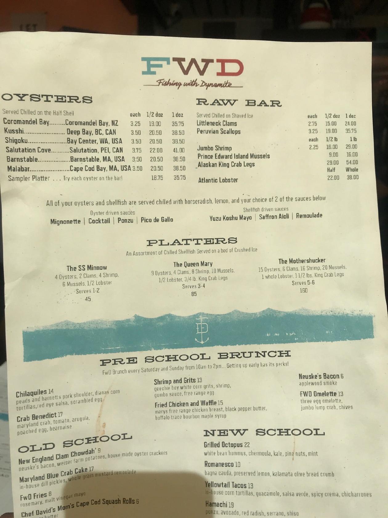 Menu at Fishing With Dynamite pub & bar, Manhattan Beach