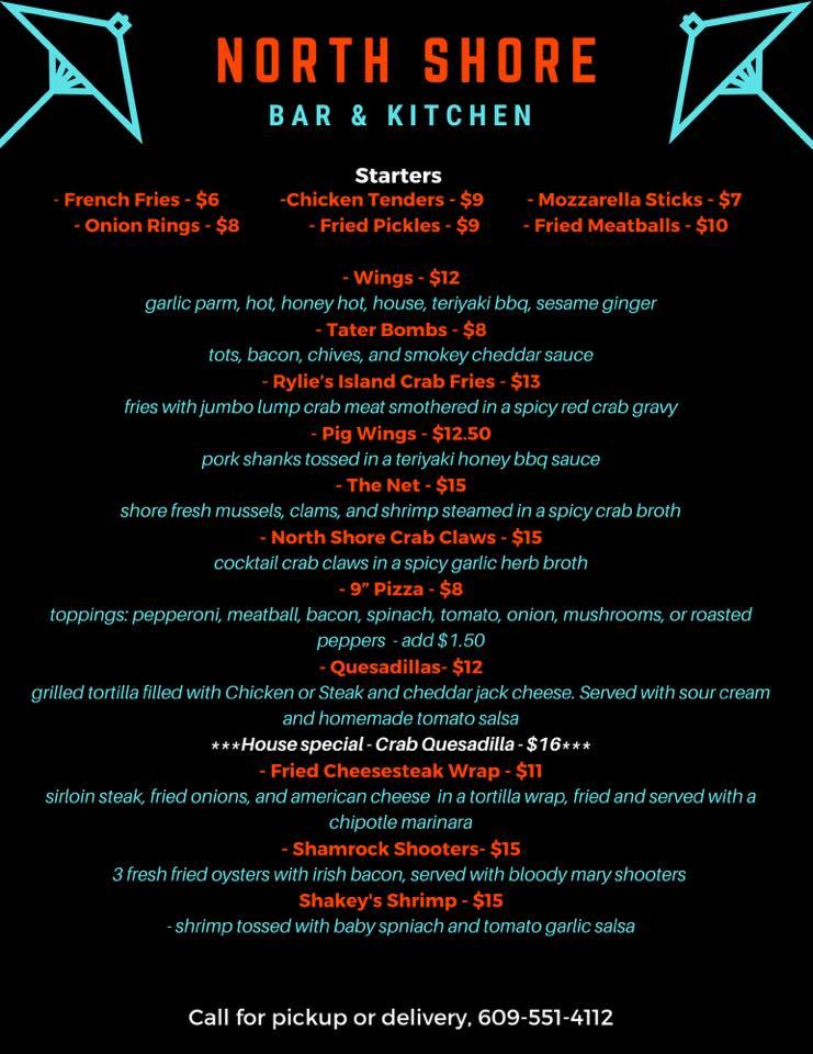 Menu at North Shore Bar and Kitchen, North Wildwood
