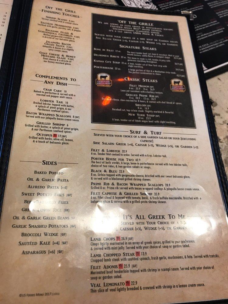 Menu at Parthenon Grille steakhouse, Murfreesboro